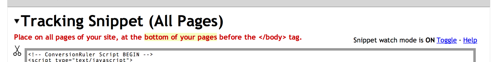 Snippet Watch Mode - Market Ruler Help